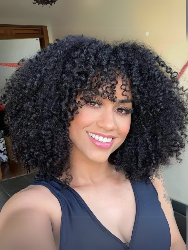 UNice Glueless Sans Colle Prêt à Porter Noire Courte Bob Bouclé Afro ...